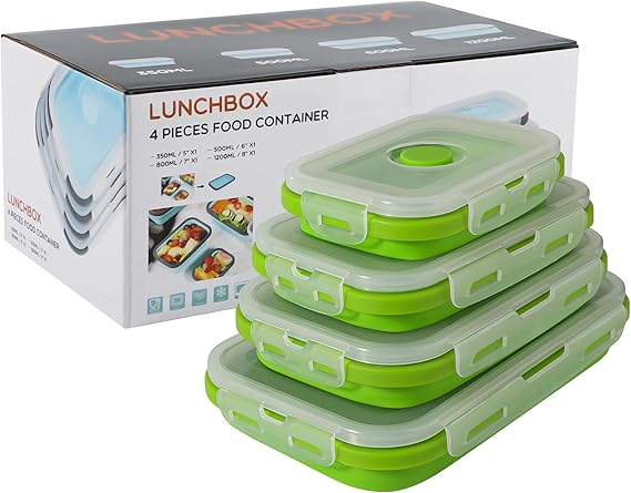 Beeptrum Collapsible Silicone Food Storage Container with Lid, Portable ...
