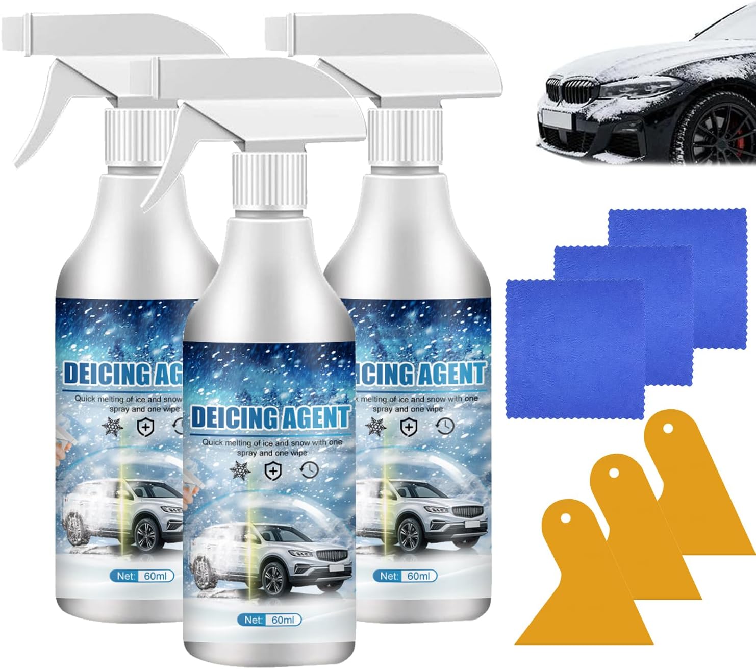 Amazon.com: 3 Pcs De - Icer for Car Windshield Defroster, Window Snow ...