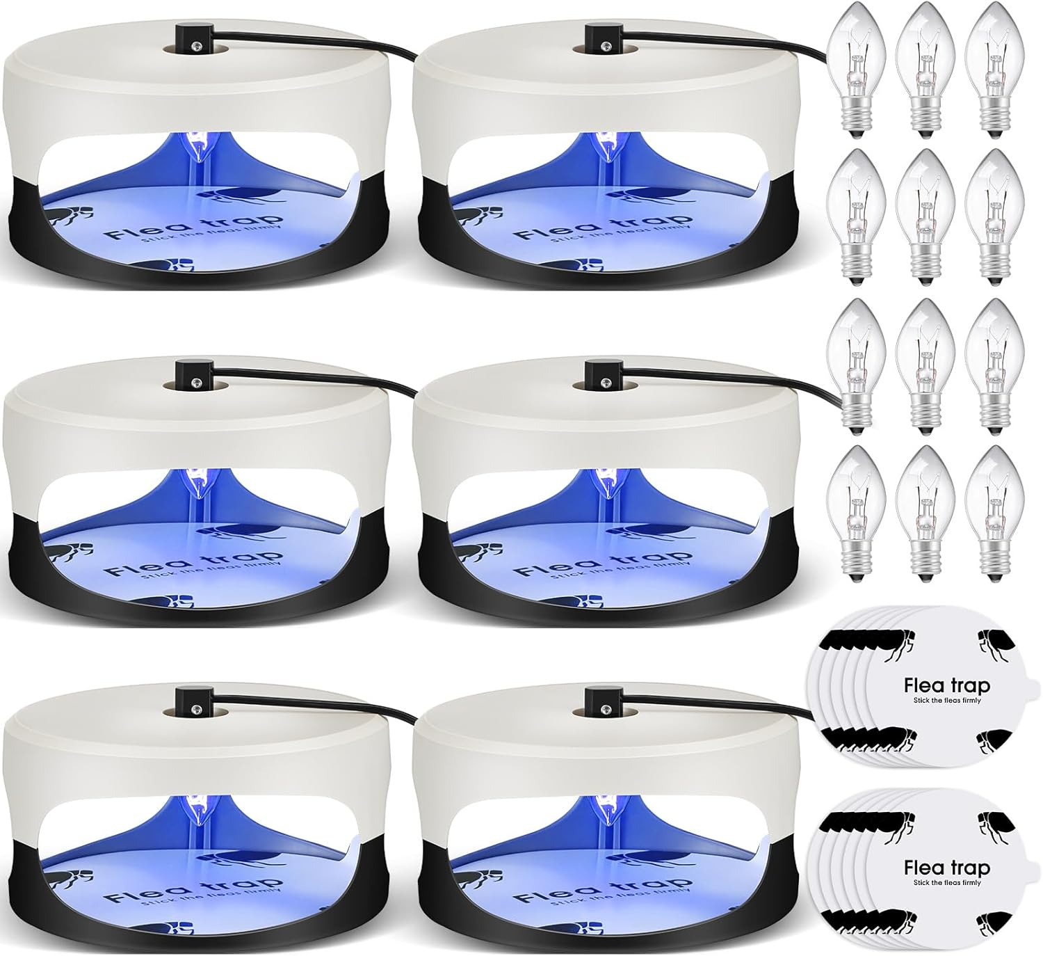 Amazon.com : Qualirey 6 Pack Flea Traps with Sticky Disc Bulbs for ...