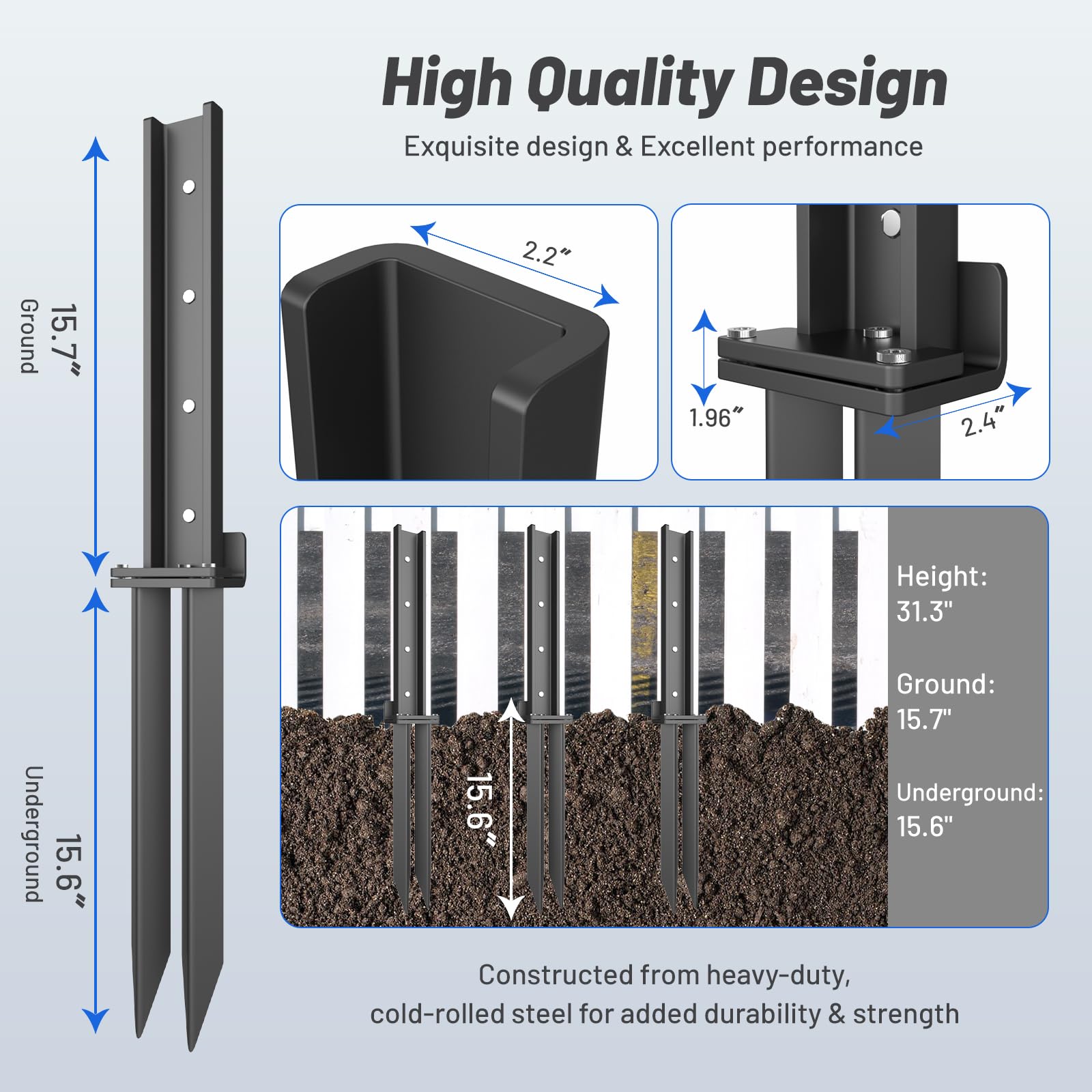 Snapklik.com : Thickened Fence Post Repair Anchor Kit, Heavy Duty Steel ...