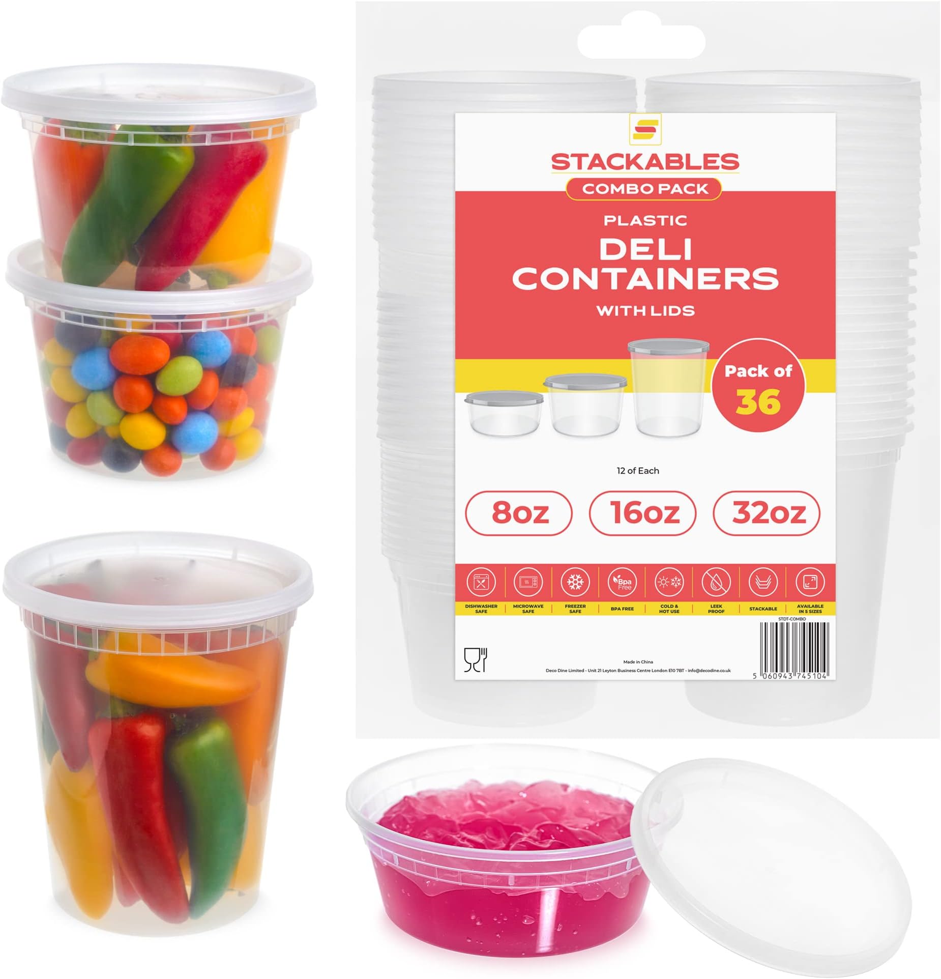 JoyServe Deli Food Containers with 54 Lids - (48 Sets) 24-32 Oz Quart ...