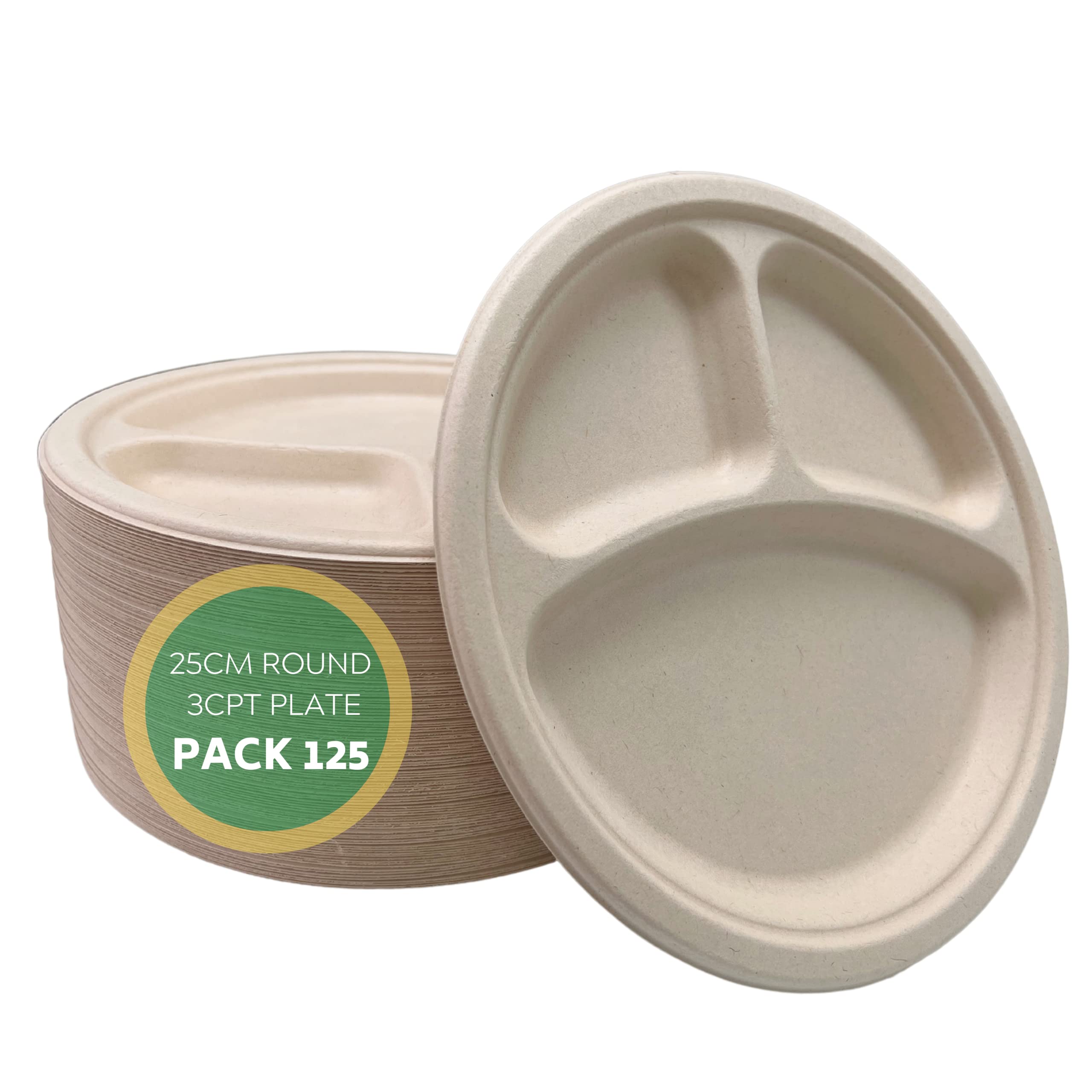 DISPOSABLE GREEN® | Bagasse Compartment Plates| Super Strong ...