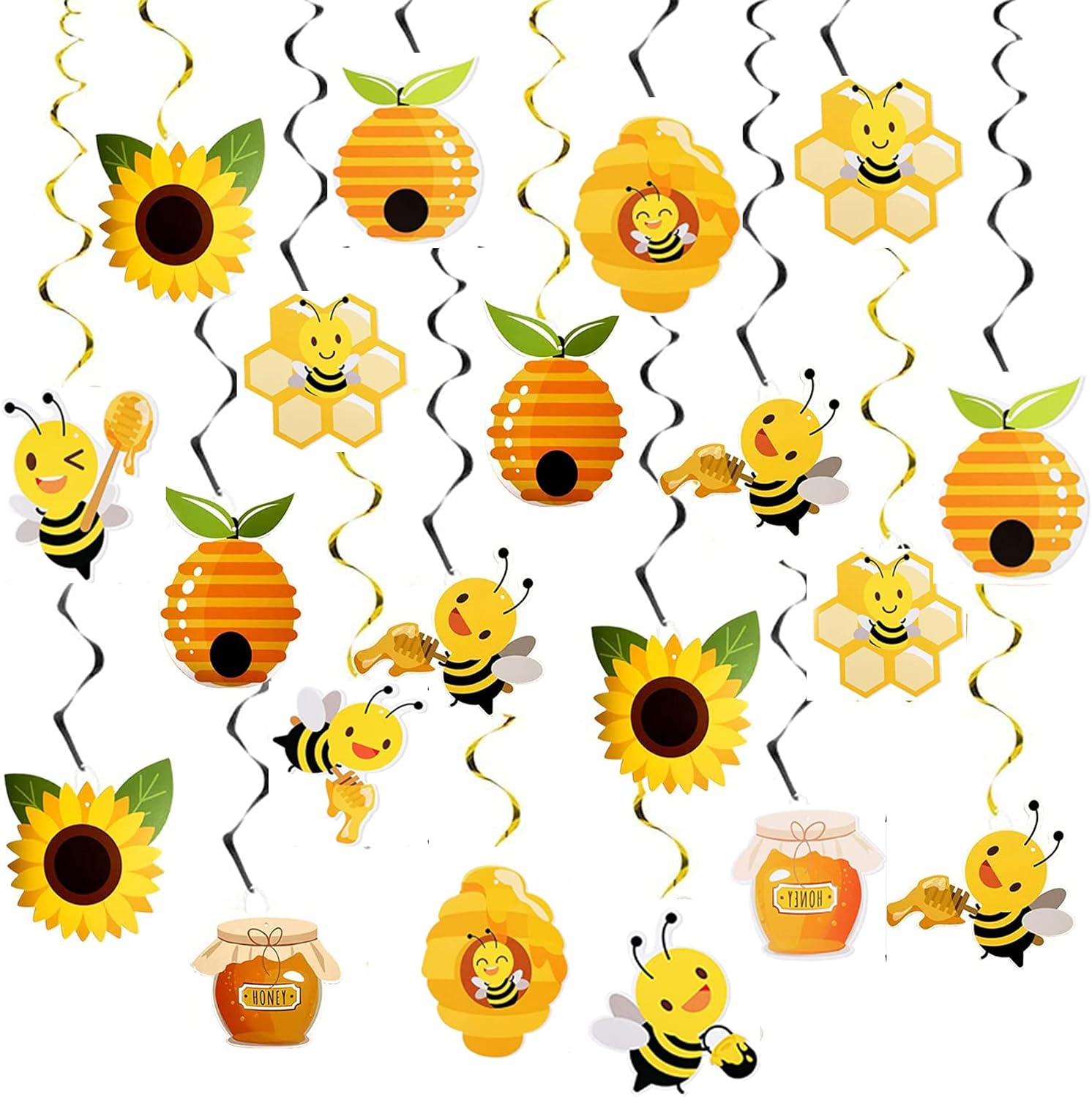Amazon.com: Honey Bumble Bee Hanging Swirl Decorations, 32PCS Bee Party ...