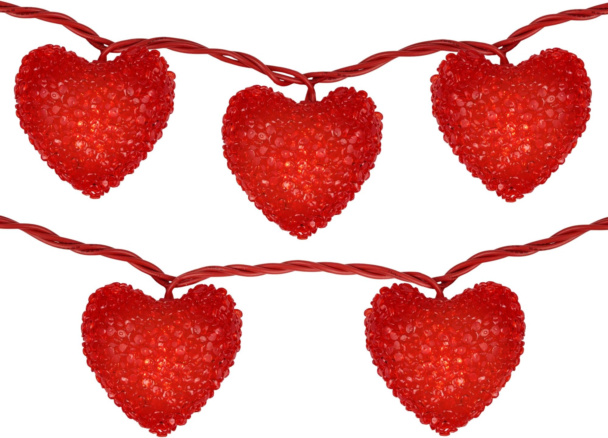 Amazon.com: Northlight 10-Count Red Heart Mini Valentine's Day Light ...