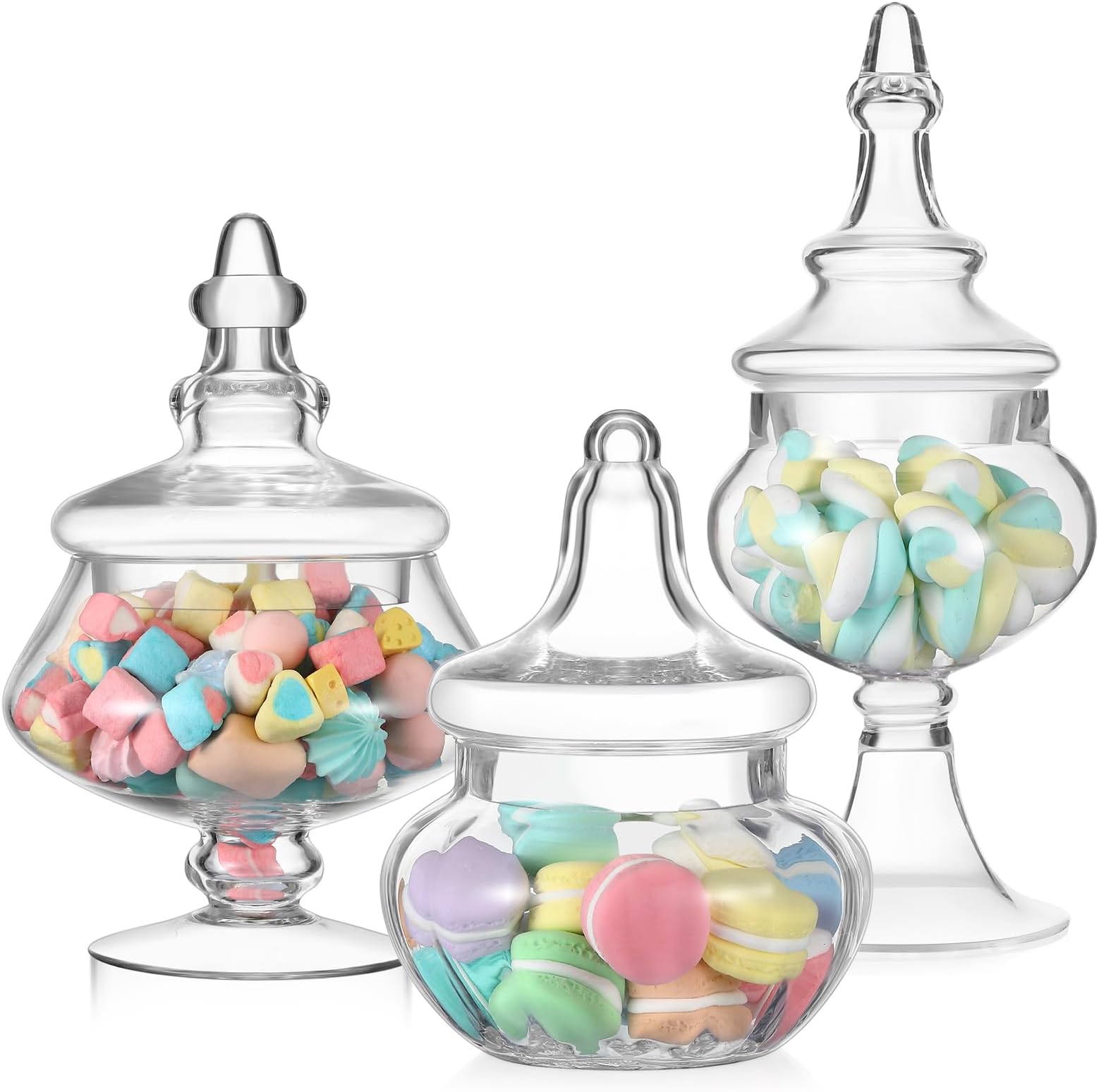 Amazon.com: Ninehaoou 3 Pcs Clear Glass Apothecary Jars Candy Jars ...
