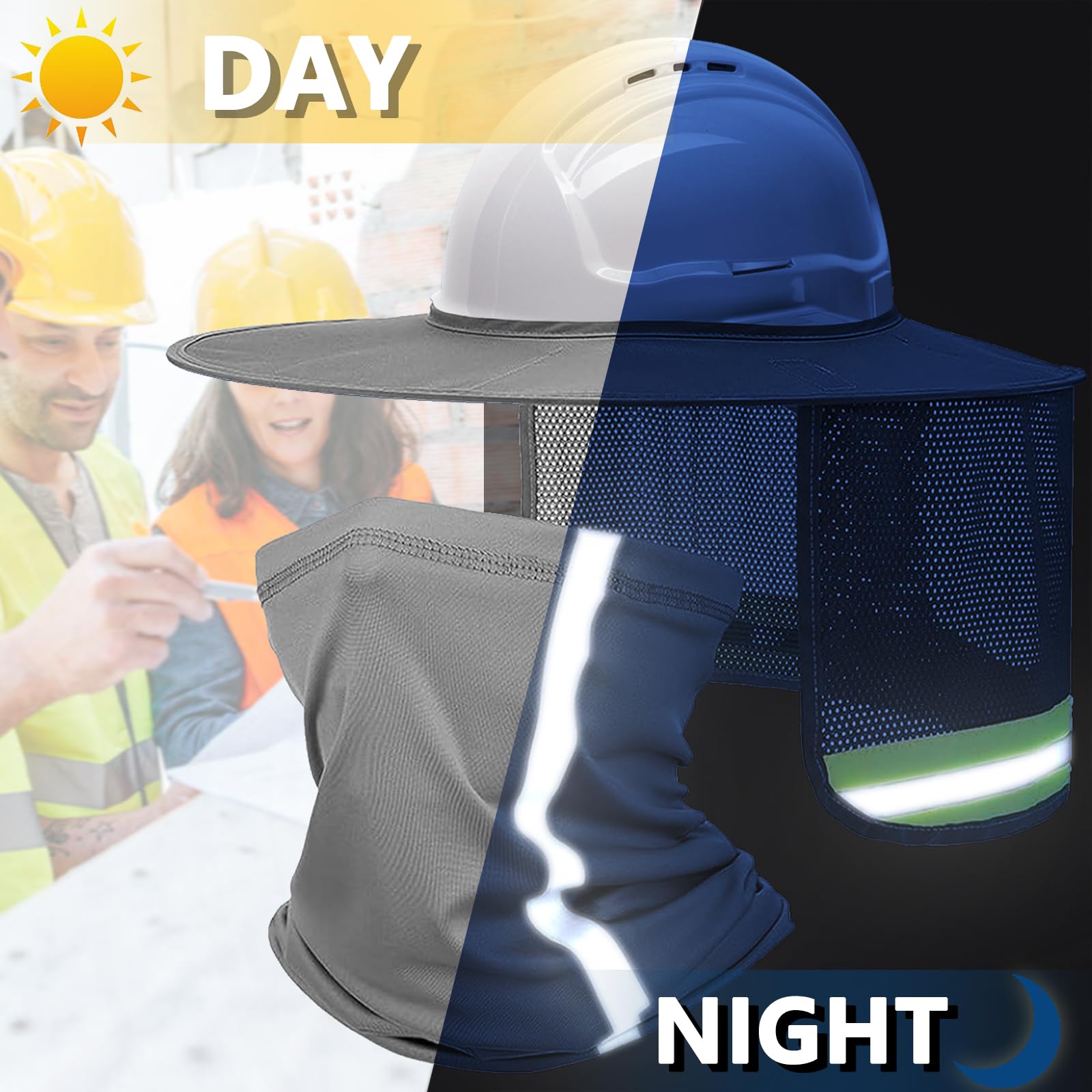 Snapklik.com : ENASGLOO 4 Pcs Full Brim Hard Hat Sun Shade Mesh Neck ...
