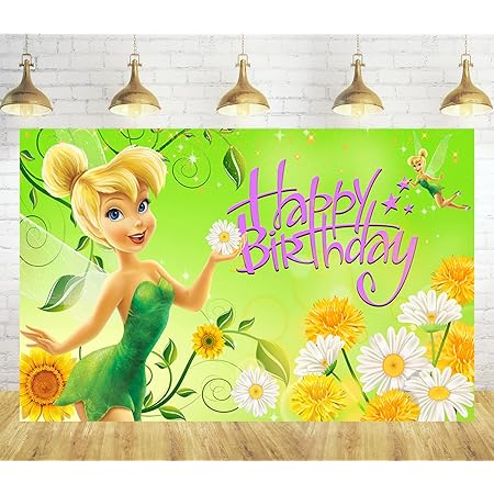 Amazon.com: Tinkerbell Backdrop for Birthday Party Supplies 5x3ft Fairy ...