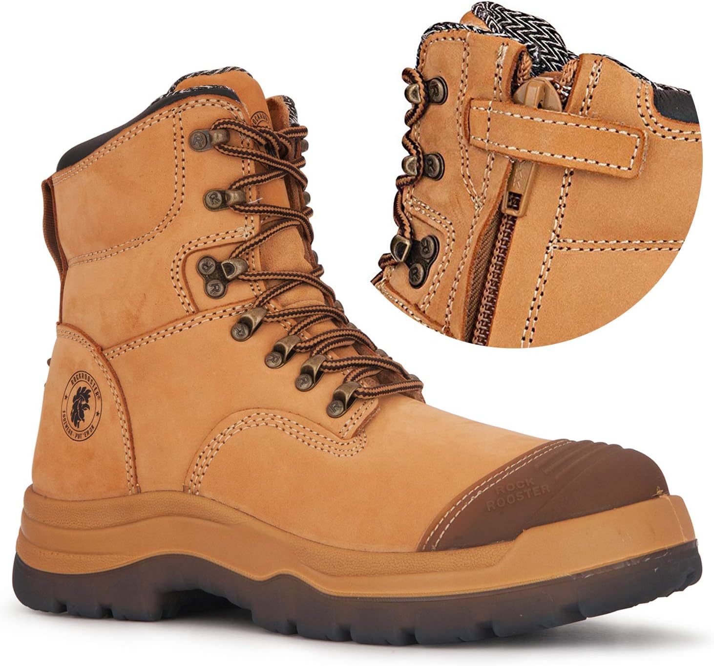 Amazon.com: ROCKROOSTER Kimberly Zipper Work Boots for Men, 7 inch ...