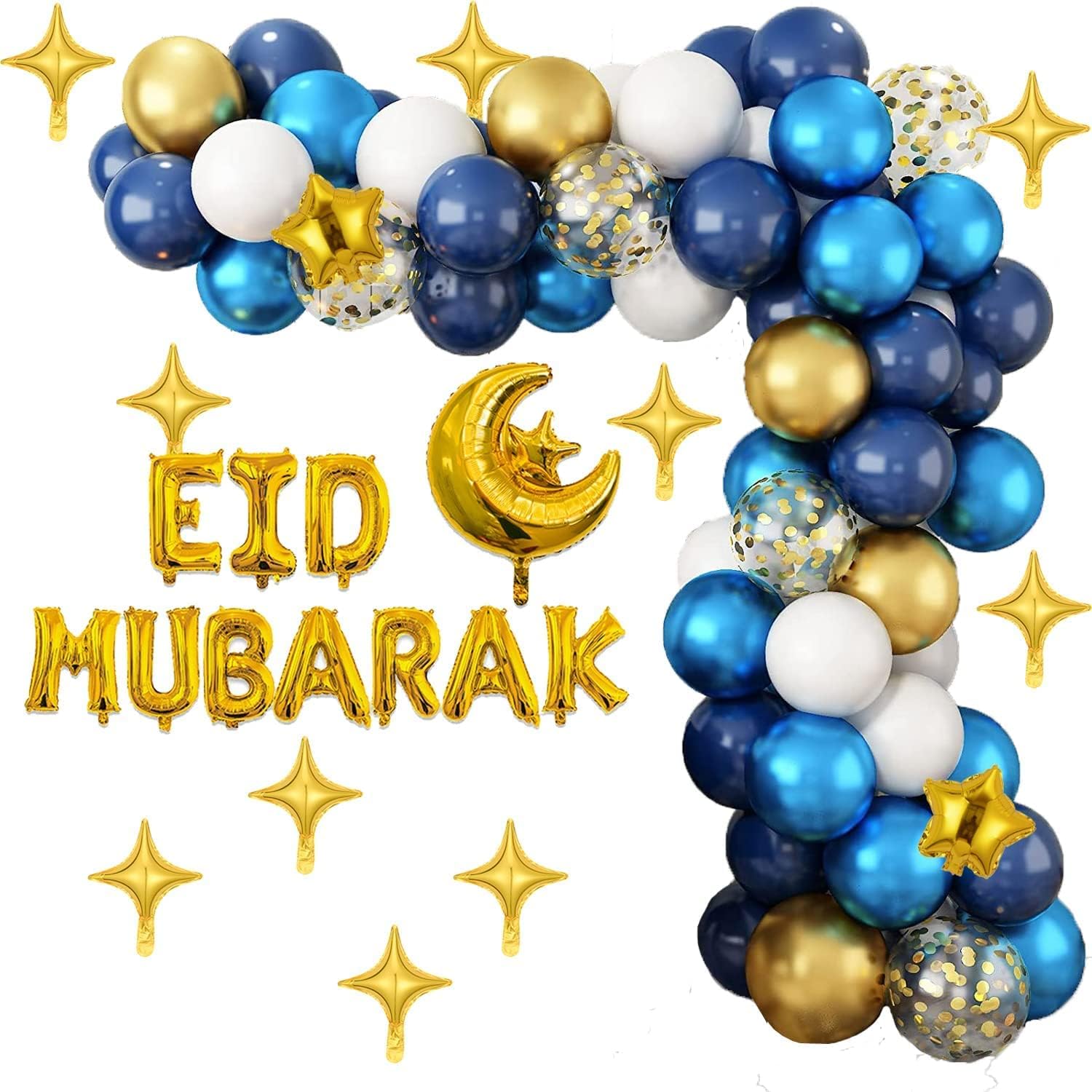 Amazon.com: YaYuanSun Balloon Arch Kit, 105 Pcs Blue and Gold Ramadan ...