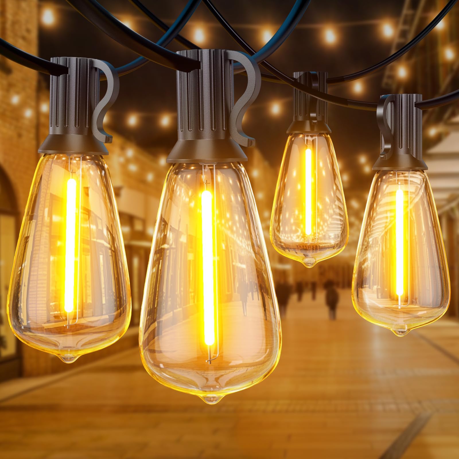 Garden Lights 50FT/15M, ST38 Outdoor String Lights, Warm White ...