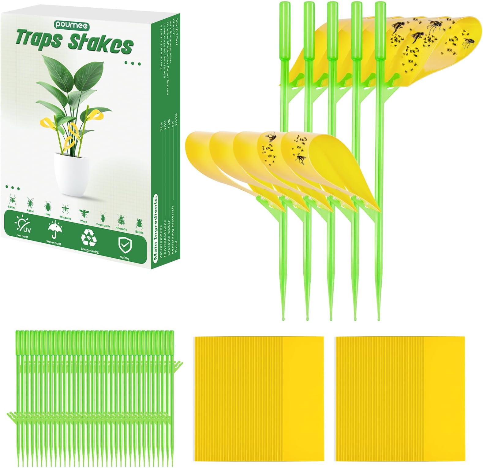 Amazon.com : 70 PCS Fungus Gnat Sticky Traps for Plants,Double Sided ...