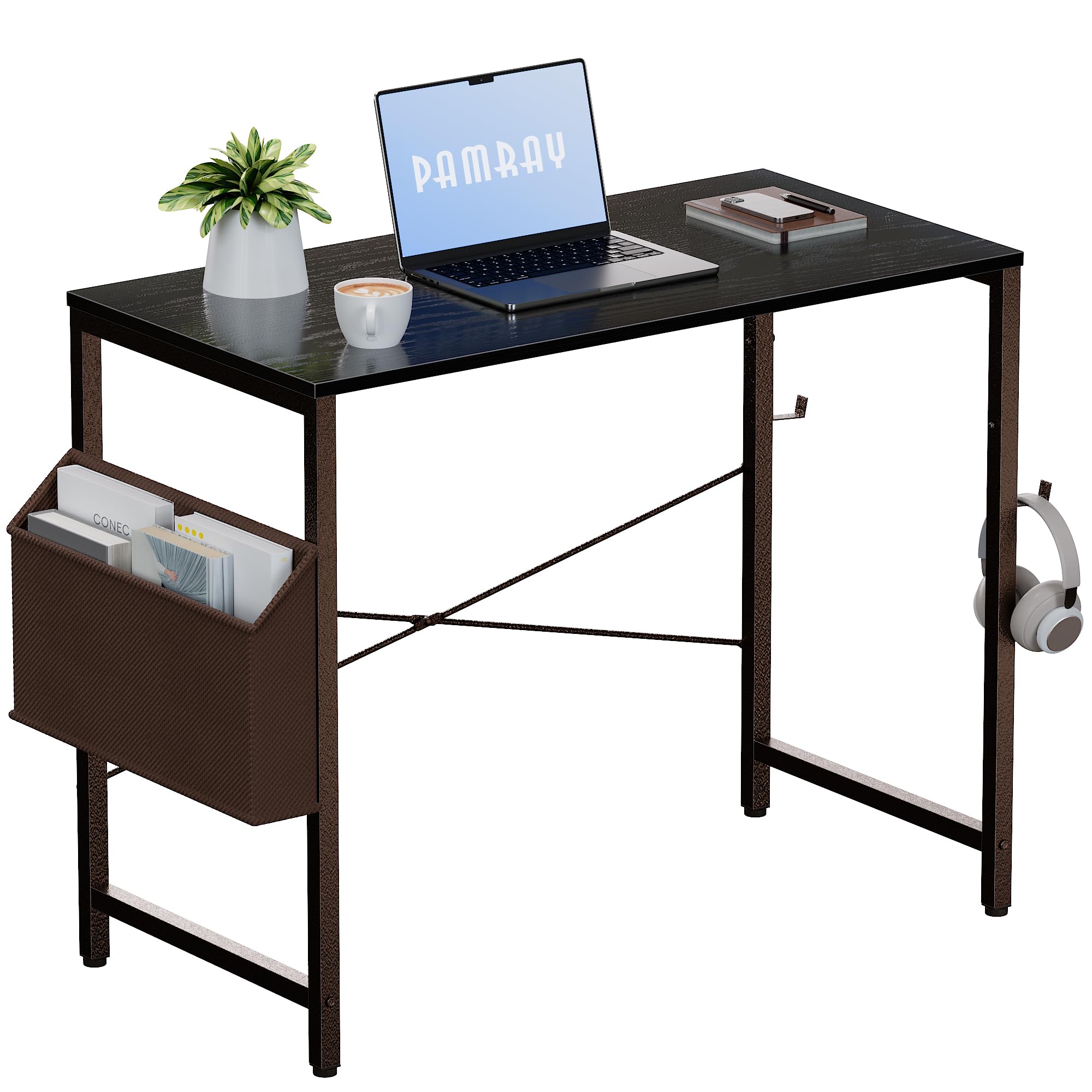 Pamray 32 Inch Computer Desk Small Spaces Desk with Storage Bag for ...