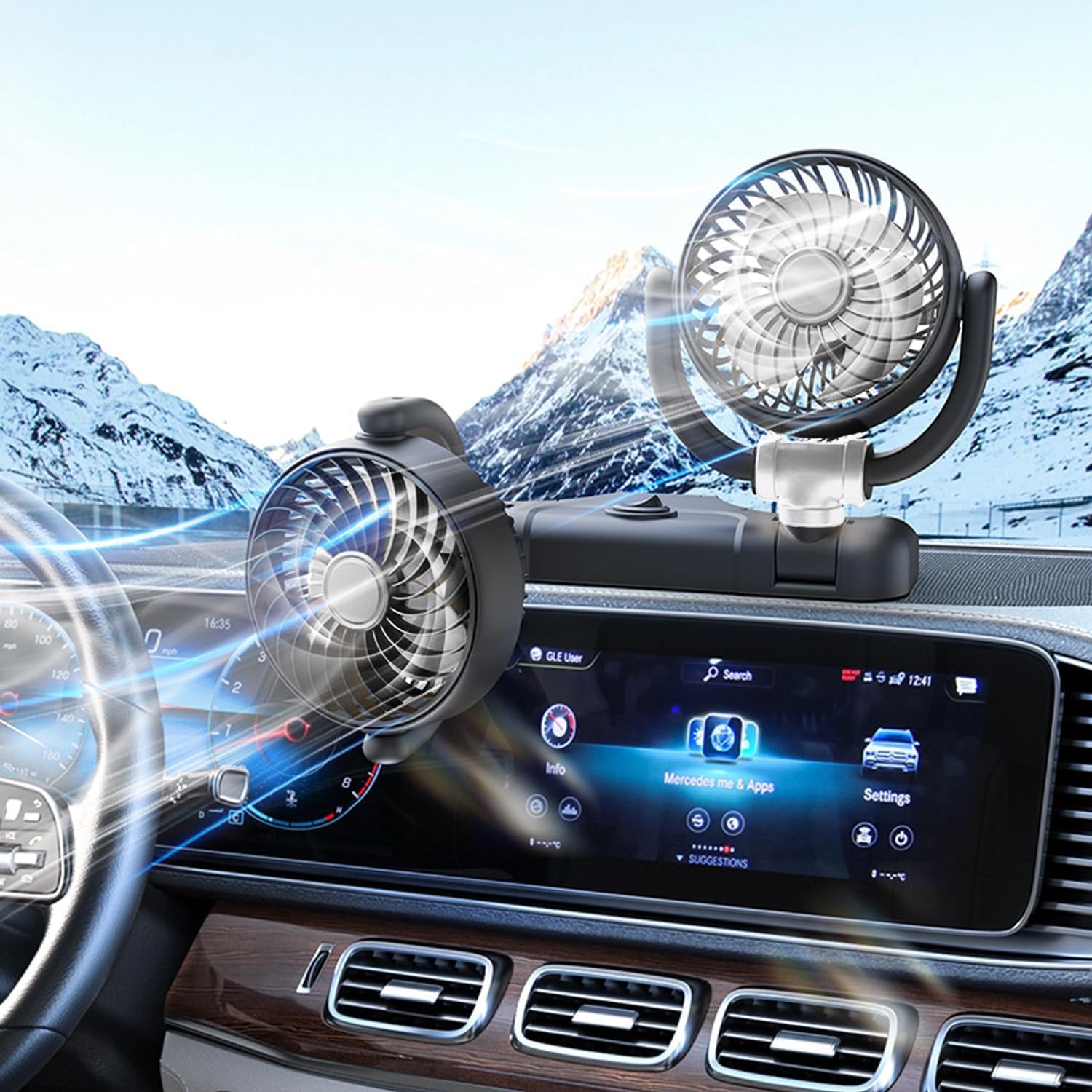 Amazon.com: USB Car Cooling Fans 12V- Dual Head Car Auto Electric ...