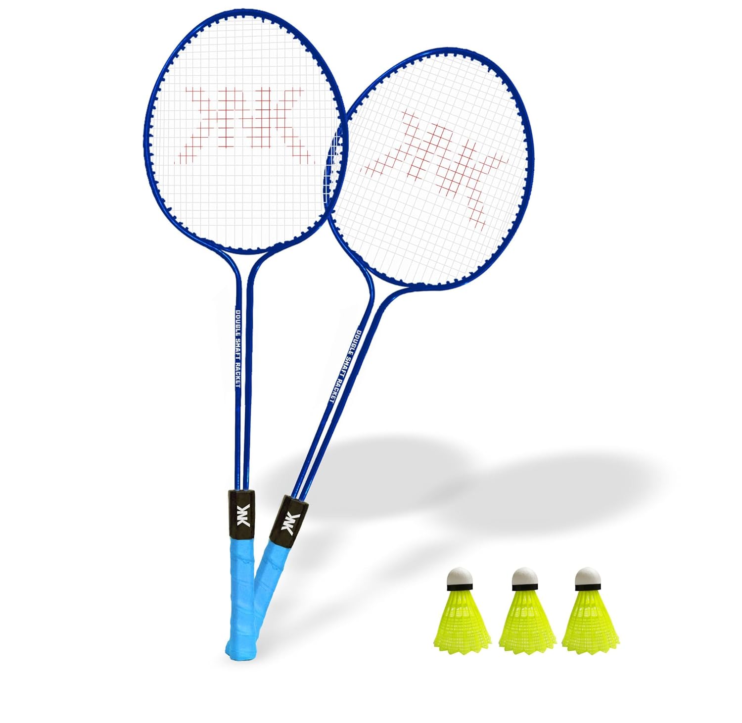 Buy KNK Double Shaft Iron Body Badminton Racket Pack Of 2 Piece With 3 ...