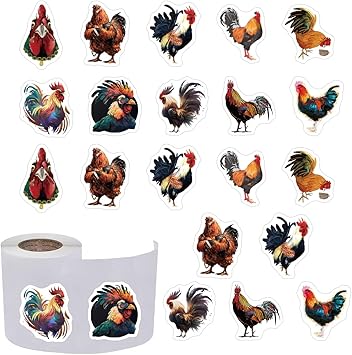 Amazon.com: Rooster Stickers (500pcs), 10 Sheets Aesthetics Cartoon ...