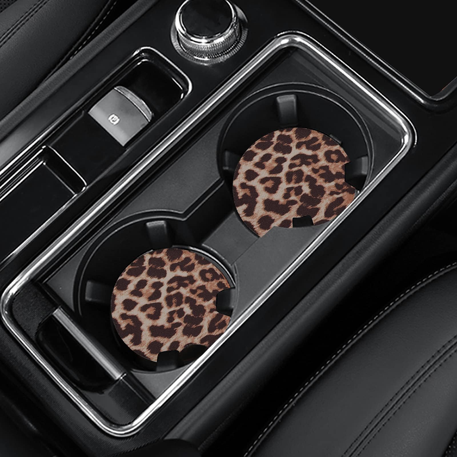 Amazon.com: 4 Pack Car Coasters, 2.75inch Leopard Print Car Cup Holder ...