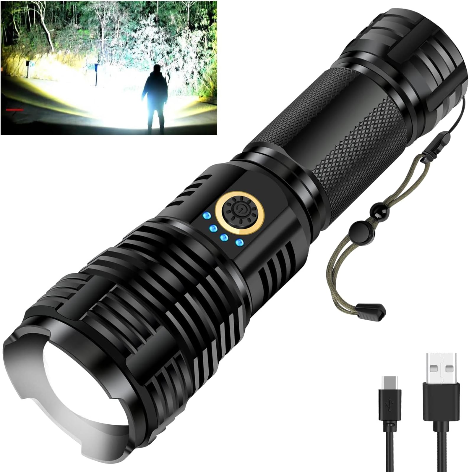 MAOKE BOLE Flashlights High Lumens, LED Flashlight Rechargeable Super ...