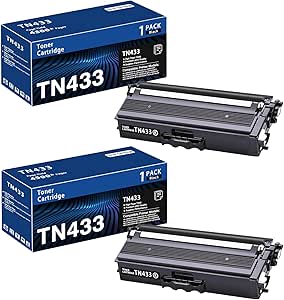 Amazon.com: TN433 Black 2-Pack High Yield Toner Cartridge Compatible Brother TN-433 TN 433 ...
