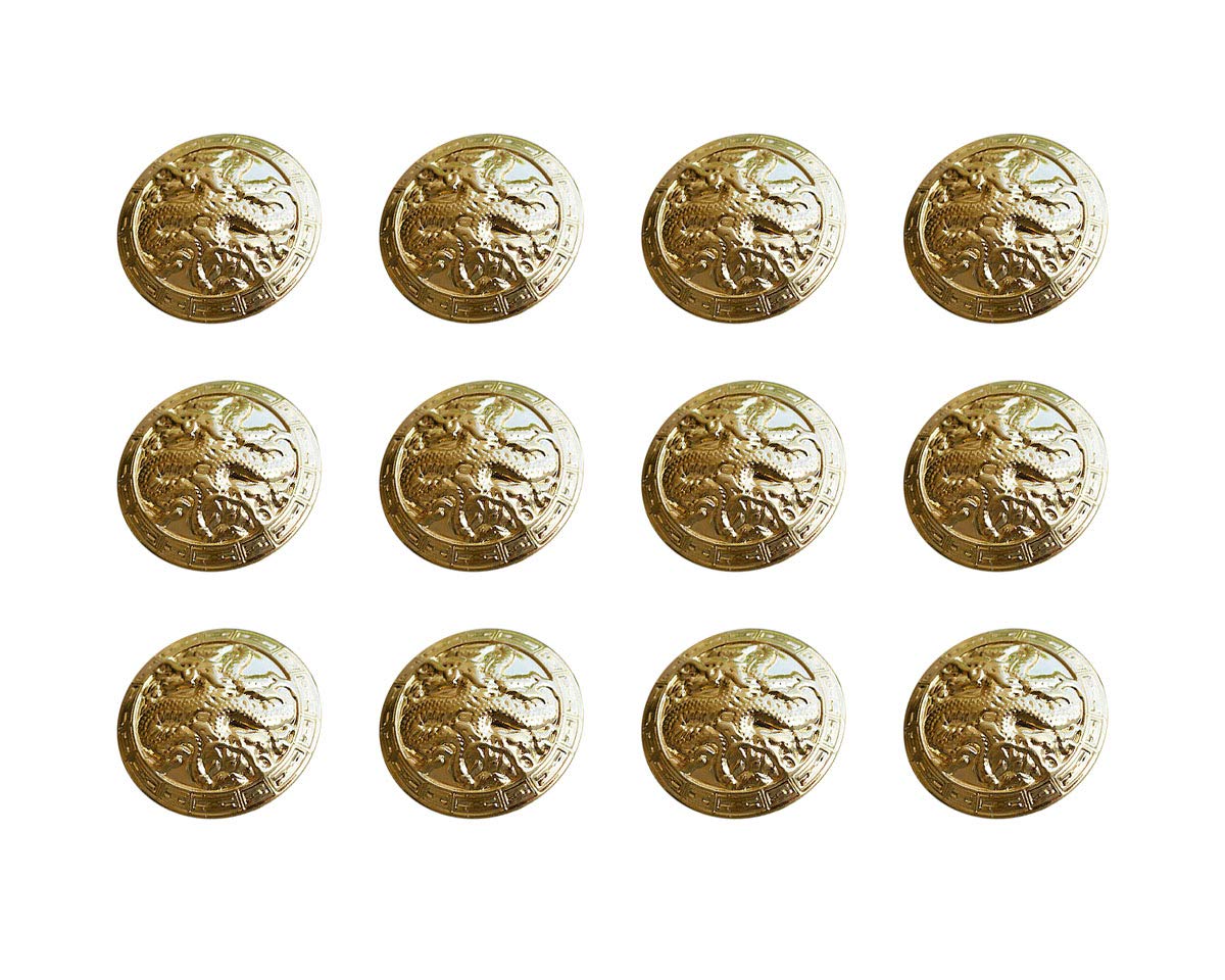 Amazon.com: RECHERE 12 PCS Chinese Dragon Pattern Metal Shank Buttons ...