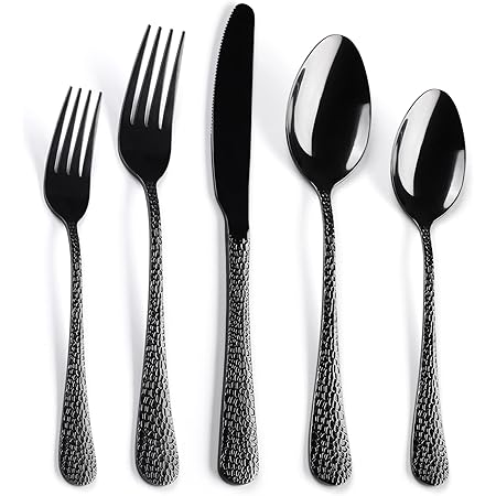 Amazon.com | Matte Black Silverware Set , Satin Finish 20-Piece ...