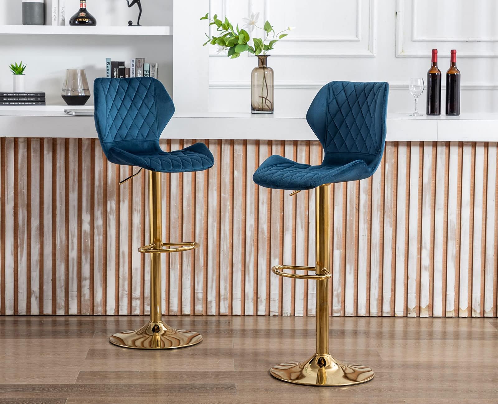 Amazon.com: Shunzhi Adjustable Bar Stools Set of 2 Modern Swivel Bar ...