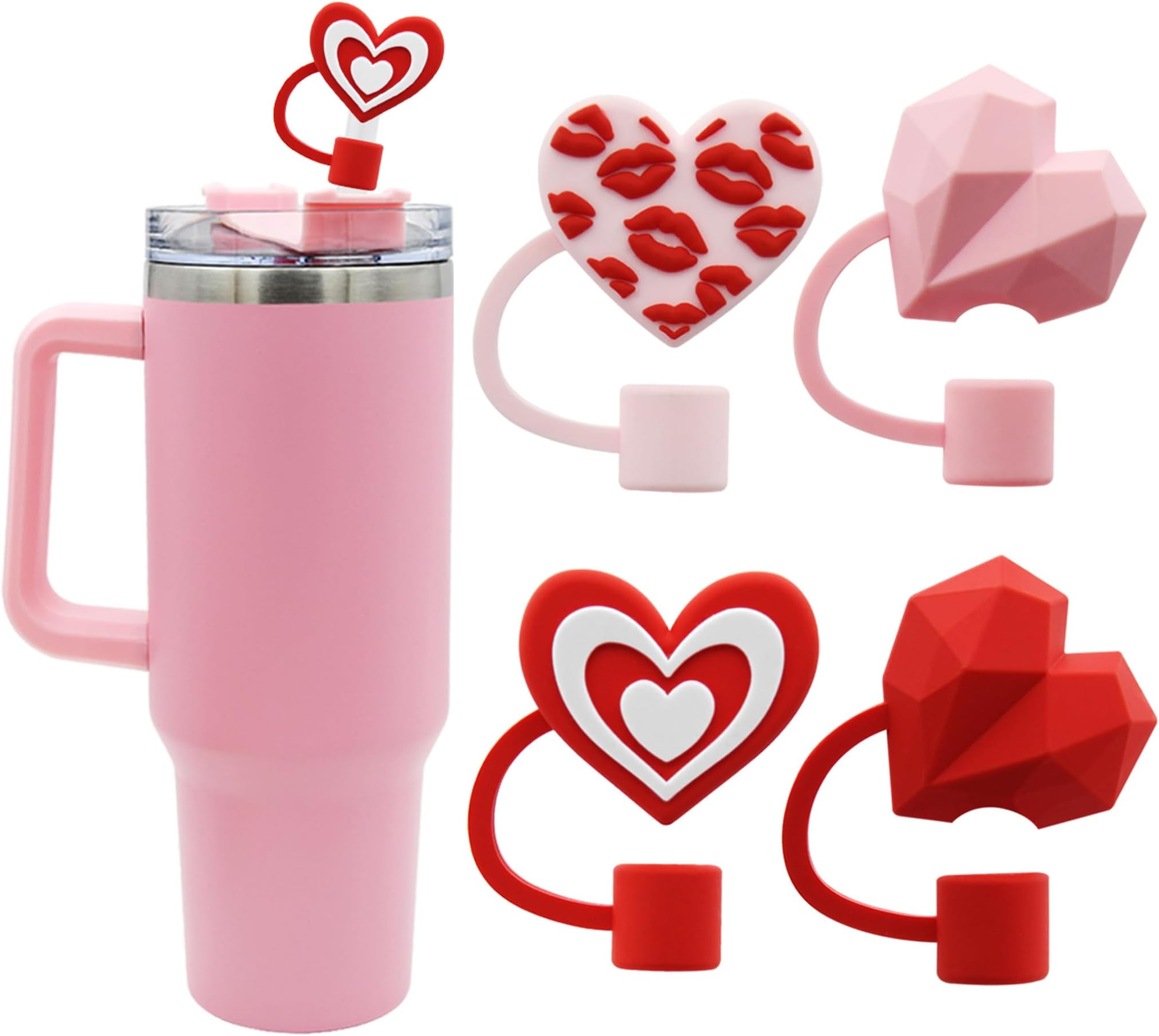 Amazon.com: 12PCS Valentine's Day Decorations Straw Cover Cap 10mm ...