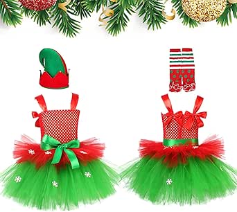 Girls Christmas Outfit - Christmas Cosplay Costumes with Hat and Socks ...