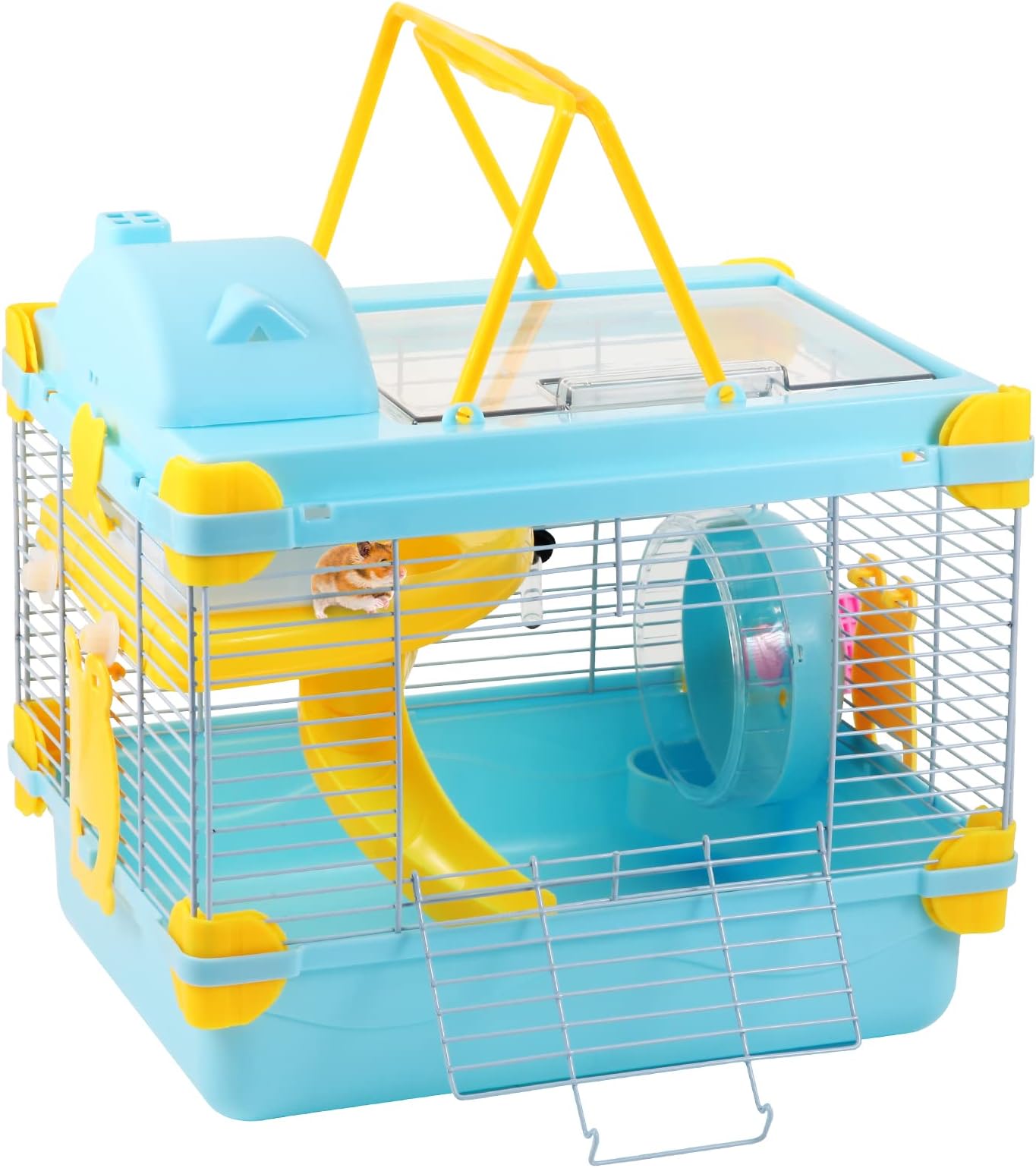 Misyue Dwarf Hamster Travel Portable Carrier Cage 2-Floors Syrian ...