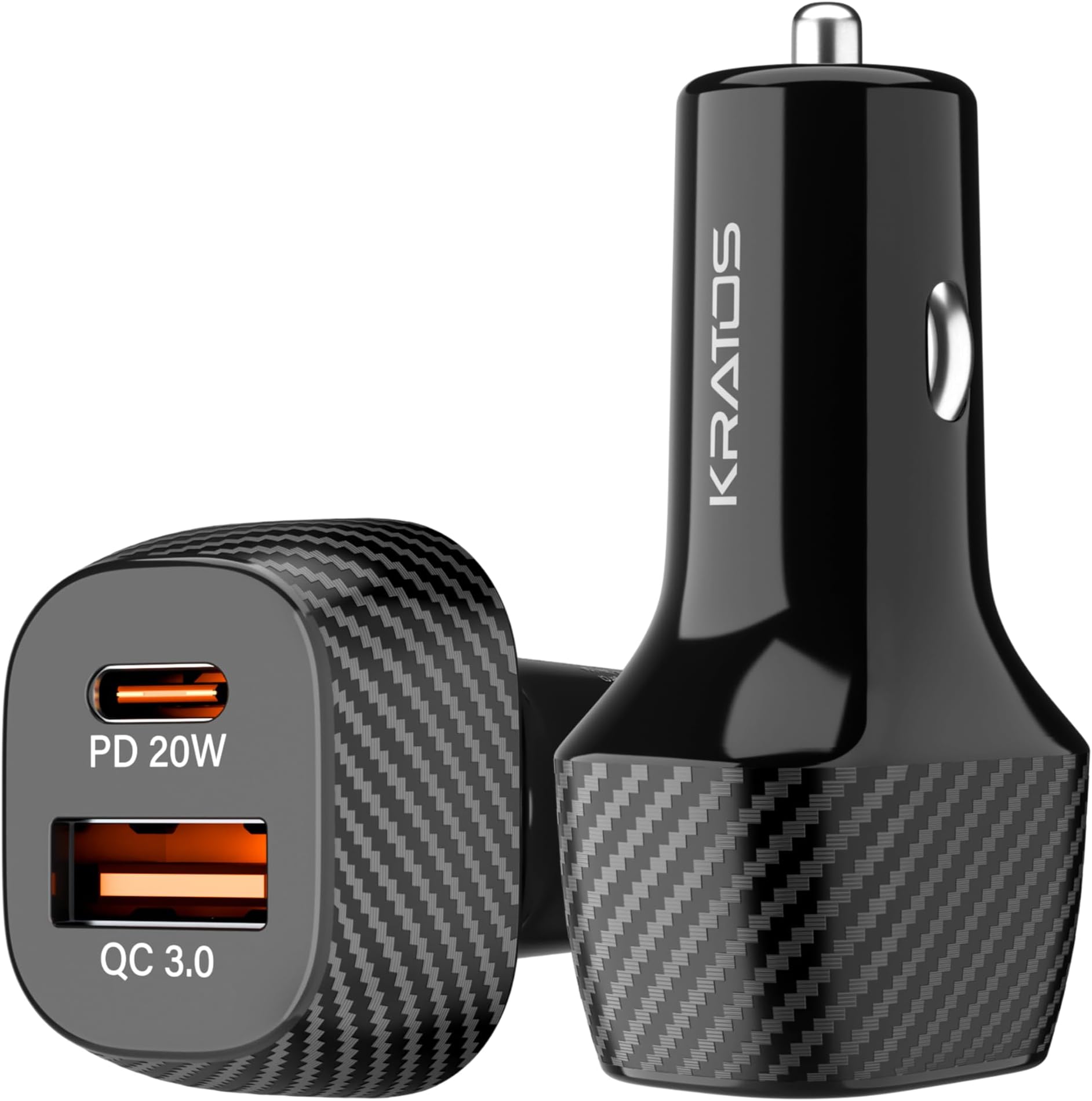 Kratos 51W Car Charger with Dual Output, 51 Watts Total (31W USB + 20W ...