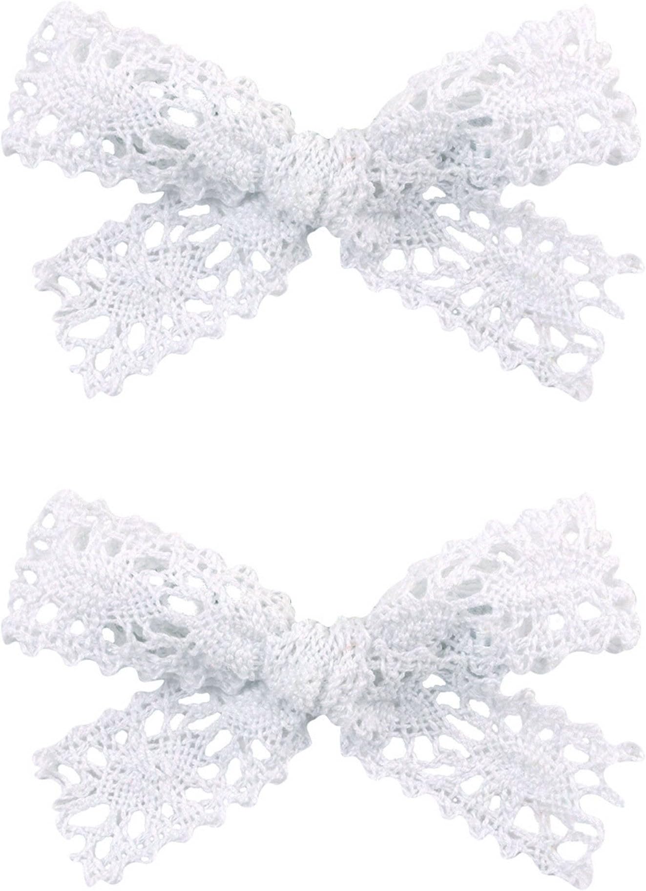 Amazon.com : White Lace Hair Bow Clips for Women Bridal Flower Girls ...