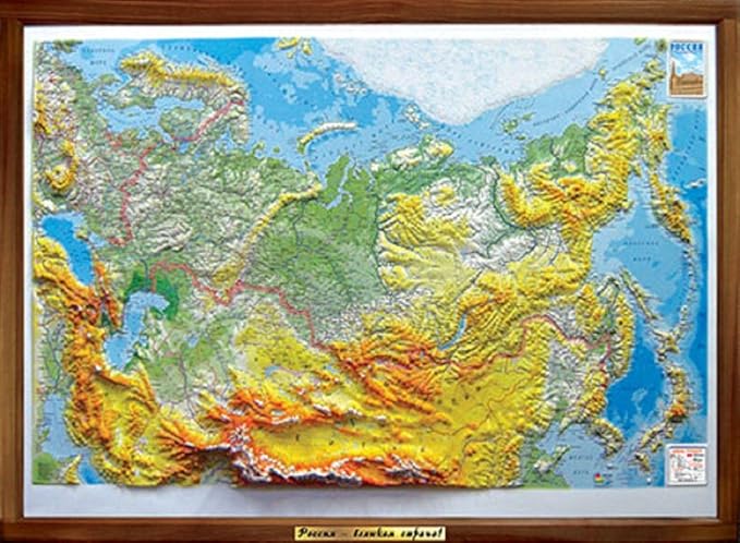 Amazon.com : 3D Raised Relief Framed Map of Russia - 44" x 32" : Office ...