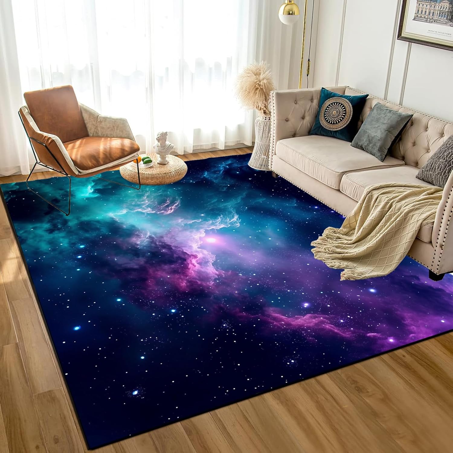 Amazon.com: 6' x 9' Galaxy Area Rug Bedroom Living Room for Girls Kids ...