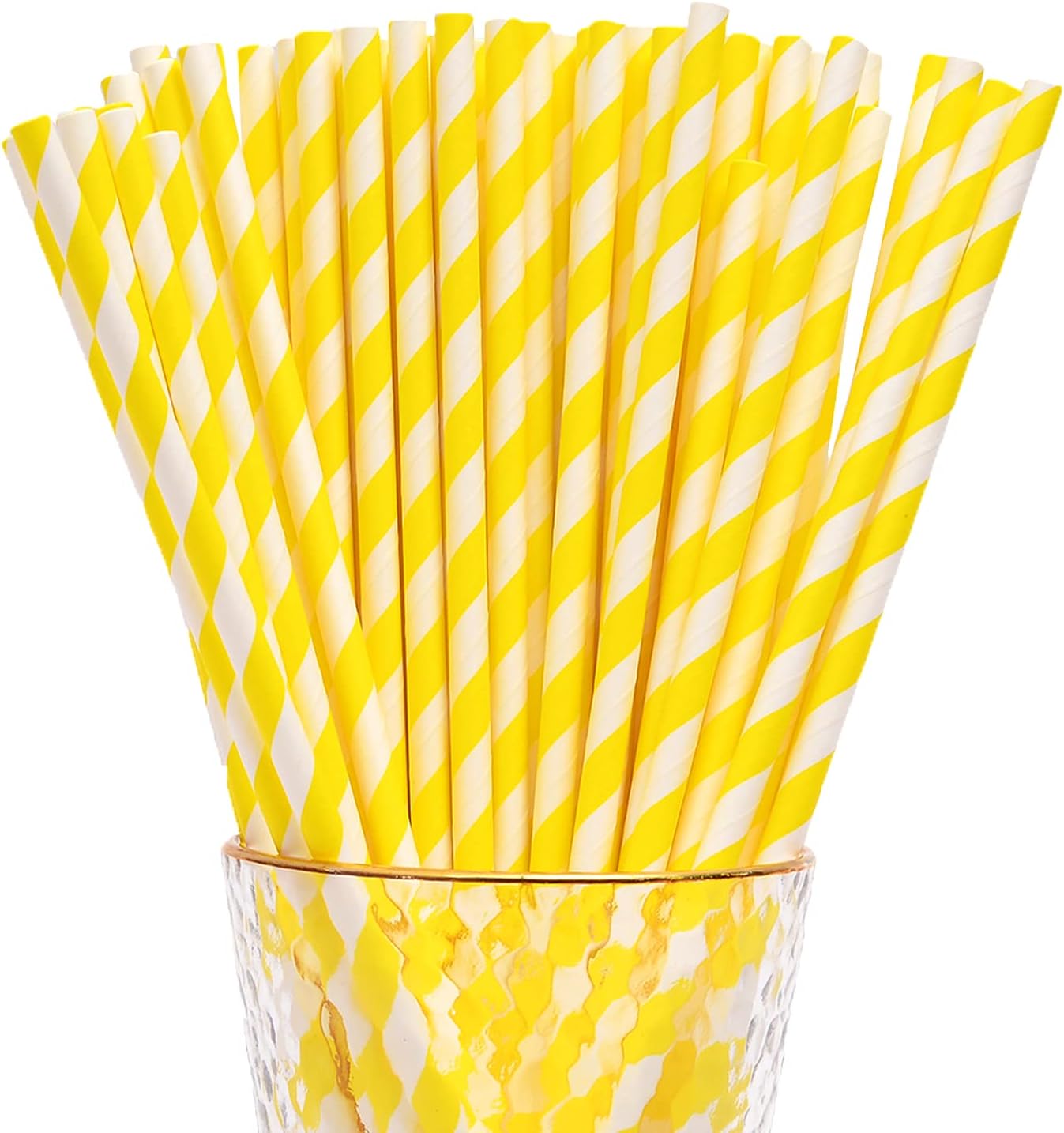 Amazon.com: Yellow and White Paper Straws - Stripe Chevron Polka Dot ...