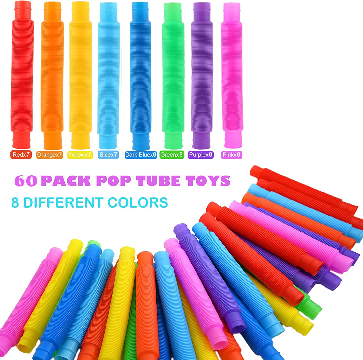 Snapklik.com : 60 Pack Pop Tubes Sensory Toys, Fine Motor Skills ...