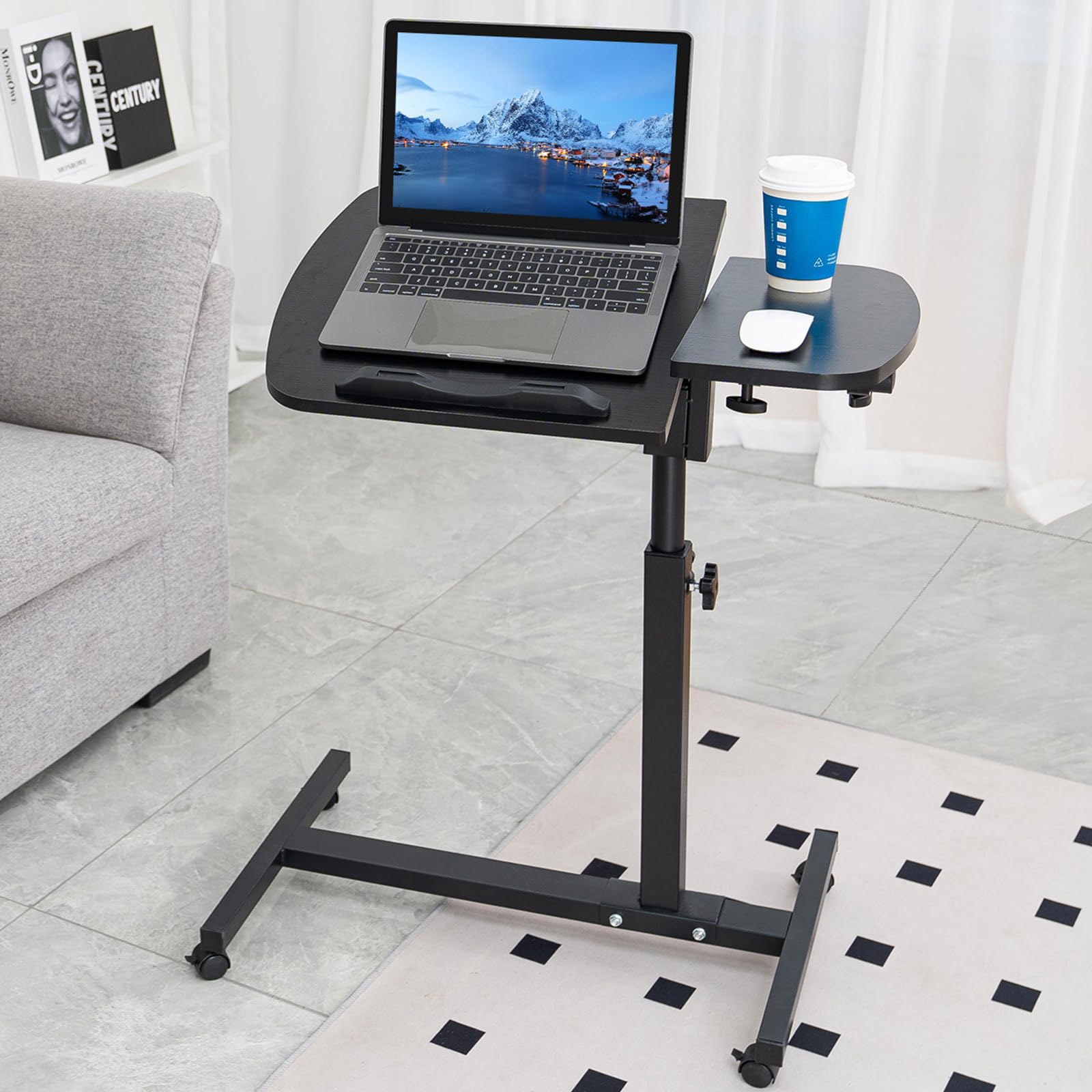 Amazon.com: Overbed Bedside Table with Wheels, Adjustable Overbed Table ...