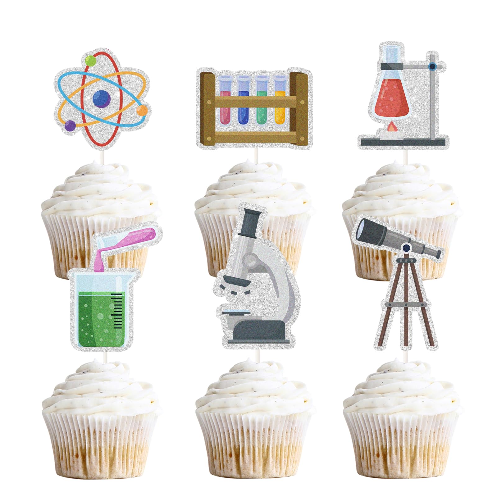 Amazon.com: Chemistry Experiments Dessert Cupcake Topper,18pcs Science ...