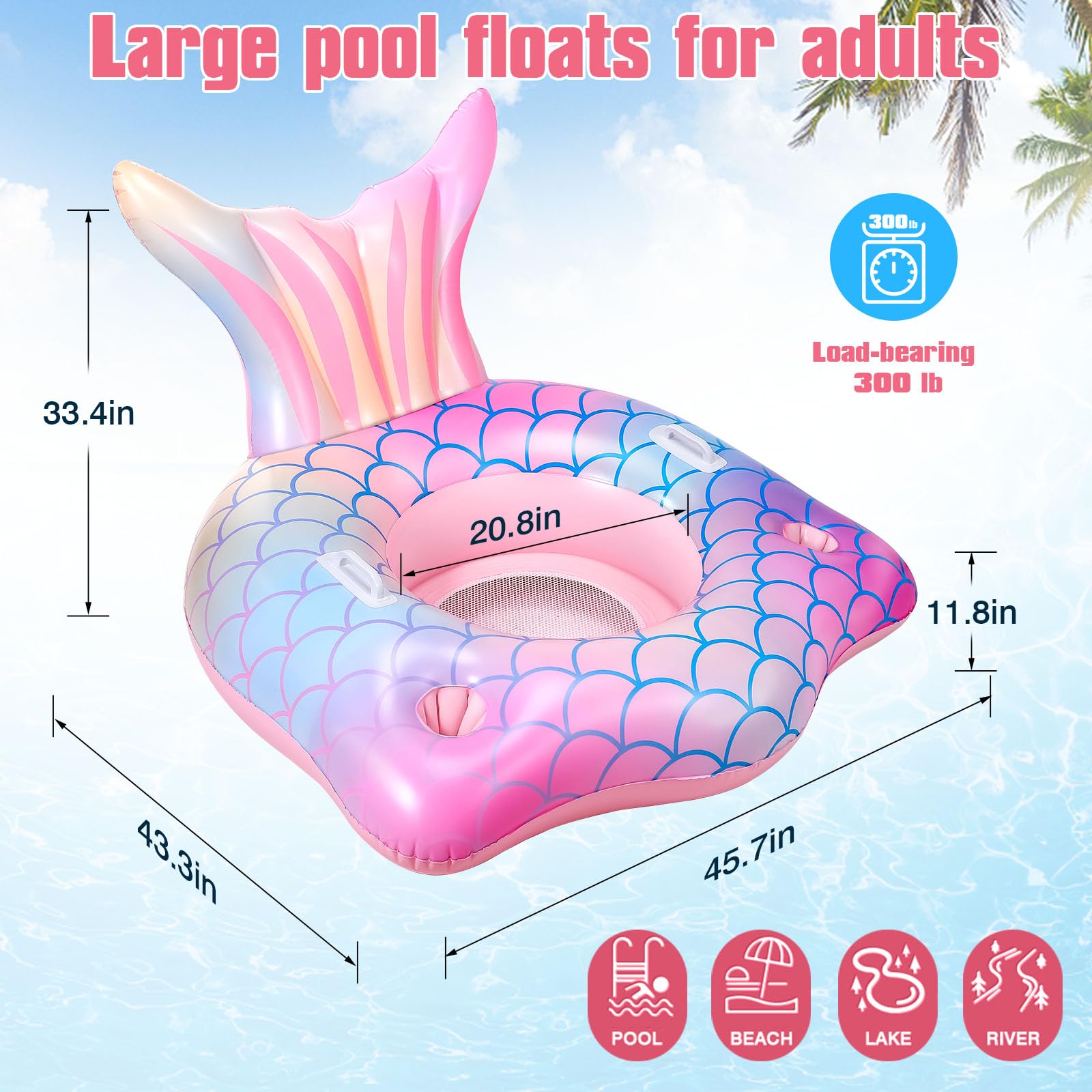Snapklik.com : Mermaid Tail Inflatable Pool Float Chair