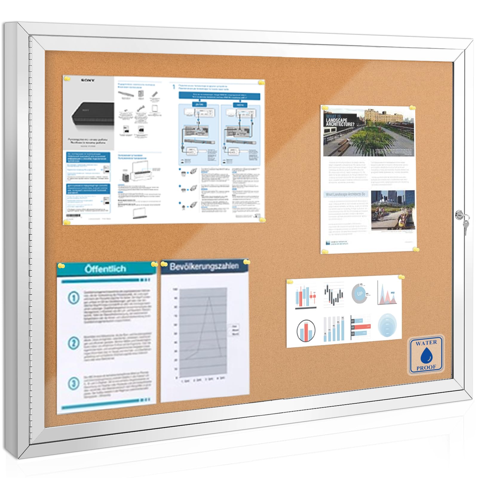 Amazon.com : SWANCROWN Outdoor Enclosed Cork Bulletin Board ...