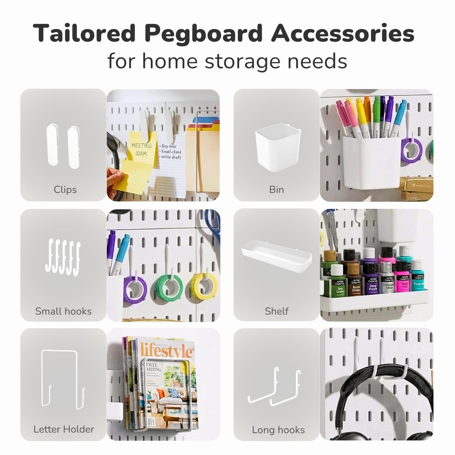 Snapklik.com : Keepo Peg Board Wall Organizer Plastic Pegboard Panels ...