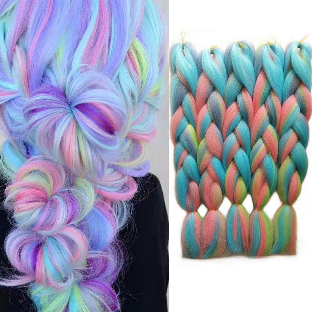 Amazon.com : 4 Colors Synthetic Braiding Hair Extensions for Box Braids ...