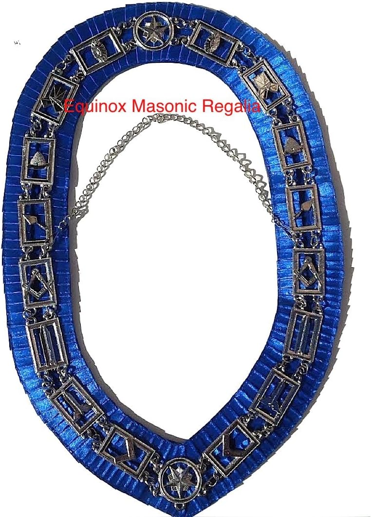 Amazon.com: Master Mason Chain Collar Royal Blue Satin And Blue Velvet ...