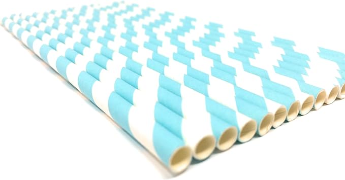 Pastel Blue Striped Paper Straws x 25 : Amazon.co.uk: Home & Kitchen