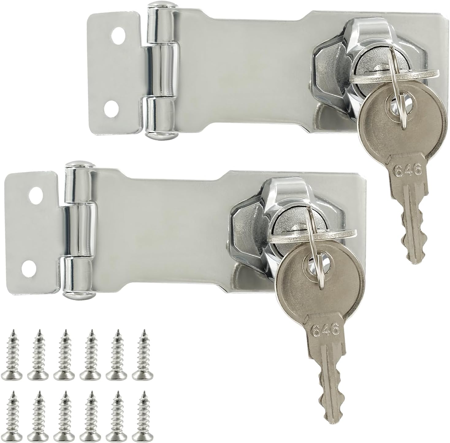 Waziaqoc 2 Pcs 3 Inch Keyed Hasp Locks, Cabinet Locks with Keys Door ...
