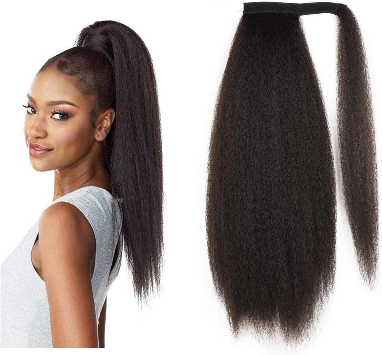 Amazon.com : Afro Kinky Straight Ponytail Wrap Around Yaki Straight ...