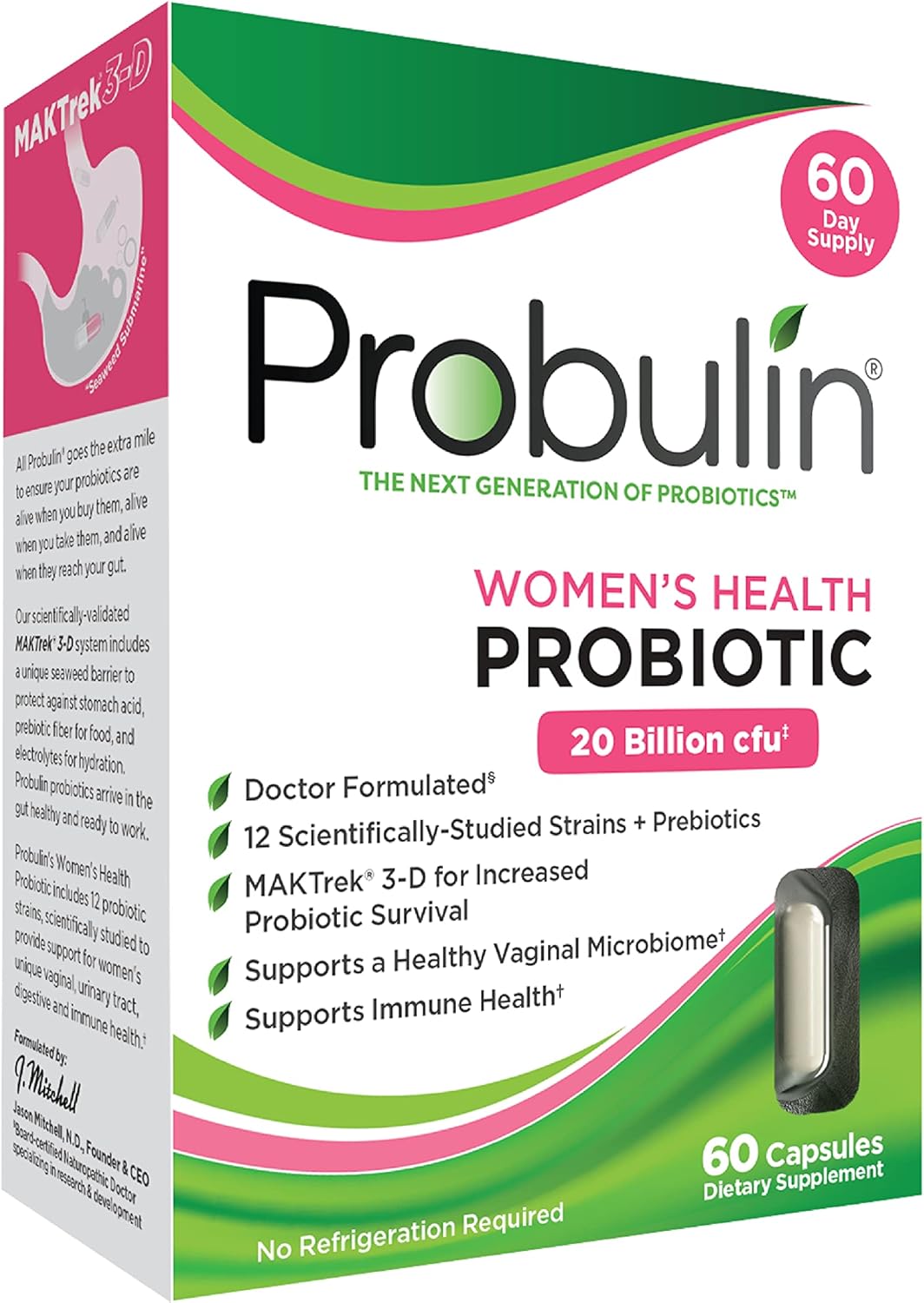 Amazon.com: Probulin Women’s Health Probiotic + Prebiotic for Vaginal ...