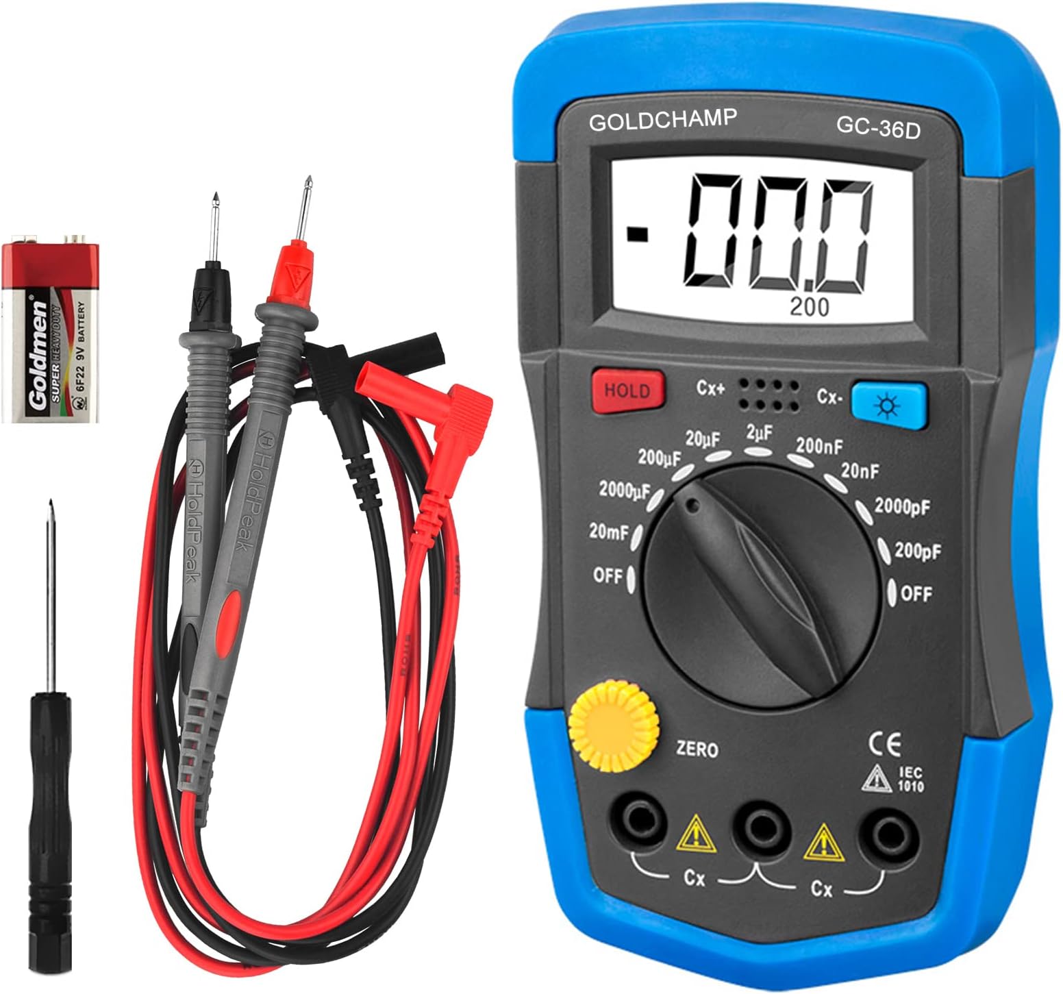 Amazon.com: Digital Capacitance Meter Multimeter Professional Capacitor ...