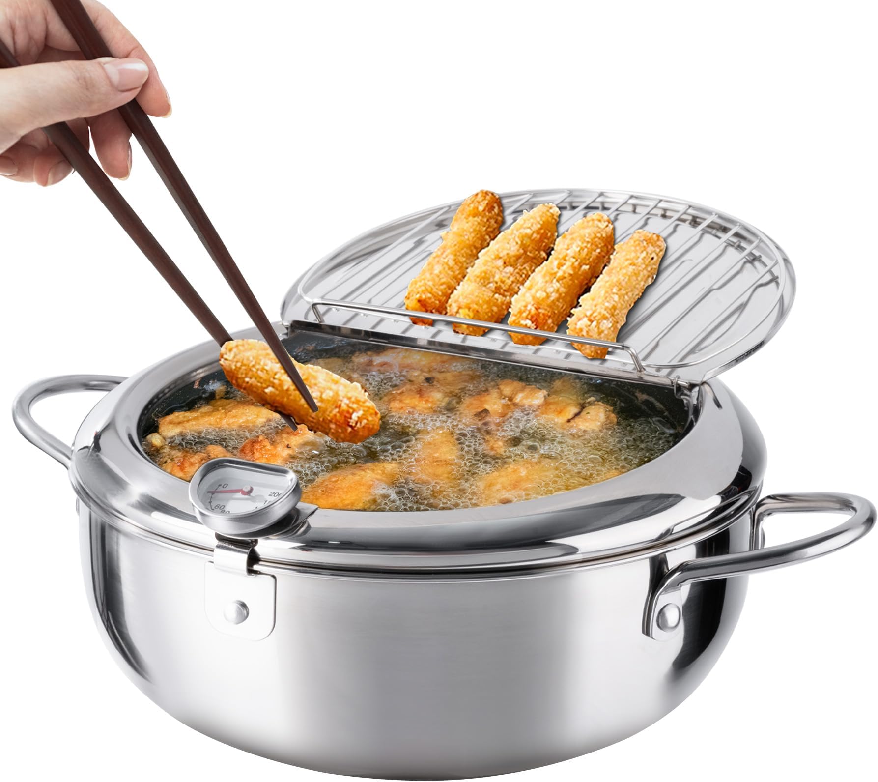 Amazon.com: Deep Fryer Pot, 9.4 Inch/3.4 L Japanese Tempura Small Deep ...