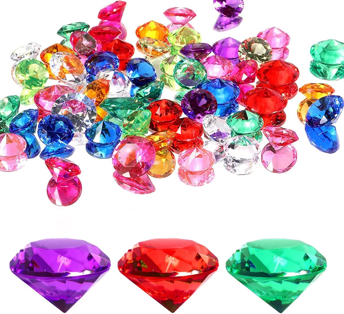Acrylic Diamond, 20MM Multicolor Crystal Diamond Pirate Gem Table ...