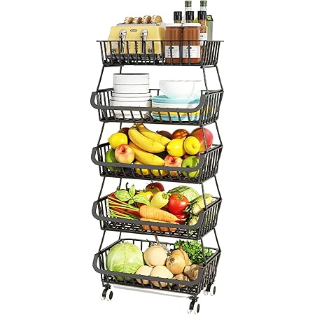 Amazon.com: Fruit Vegetable Storage Basket for Kitchen - 4 tier ...