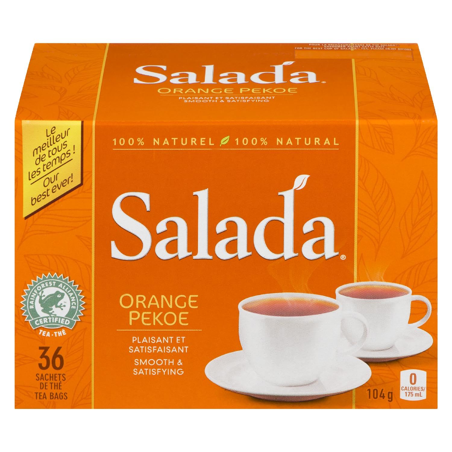 Salada Orange Pekoe Black Tea Bags - 36 Count (Pack of 1), Smooth and ...